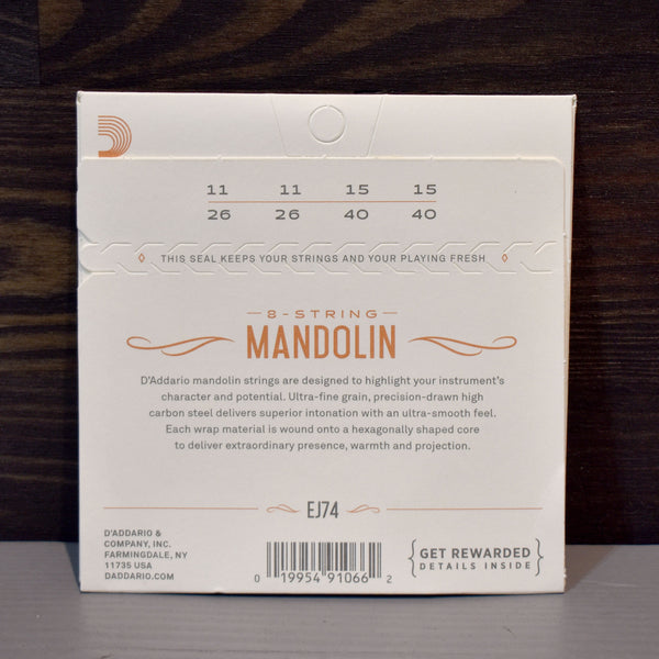 D'Addario 8-String Mandolin Phosphor Bronze Strings EJ74 - Guitar Galleries